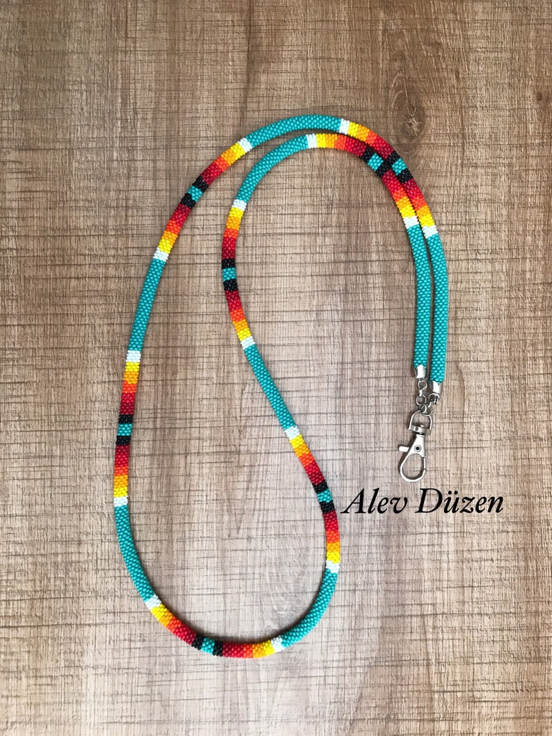 Native American Style Lanyard Beaded Badge Holder Beaded | Etsy