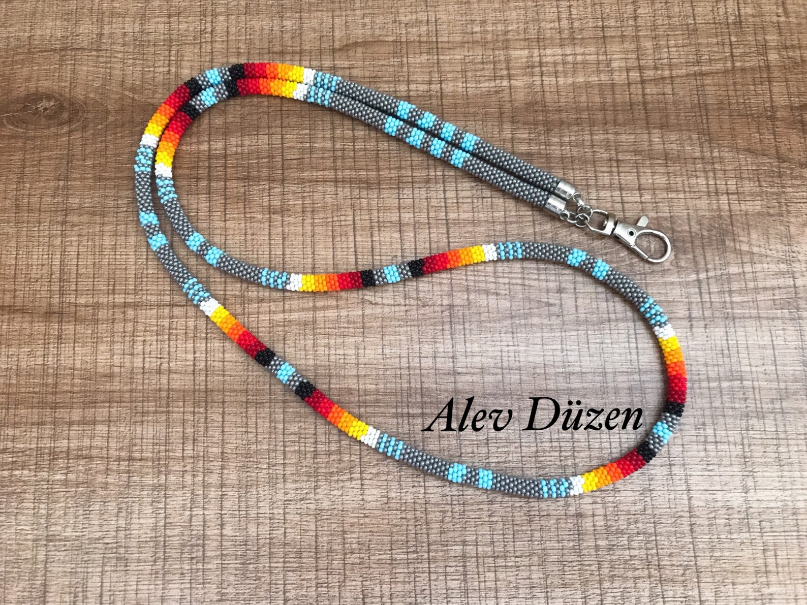 Native American Style Lanyard Beaded Badge Holder Beaded | Etsy