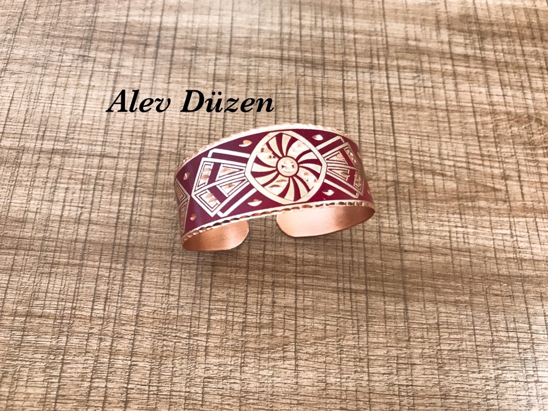 Copper Cuff Bracelet, Aztec Design Copper Bracelet, Handmade Boho Style ...