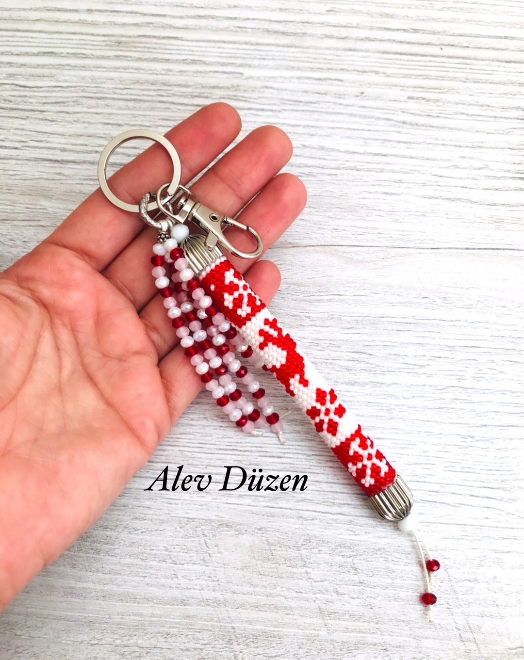 Crocheted Seed Bead Keychain: Bright Beaded Key Ring, Handbag Charm - Etsy