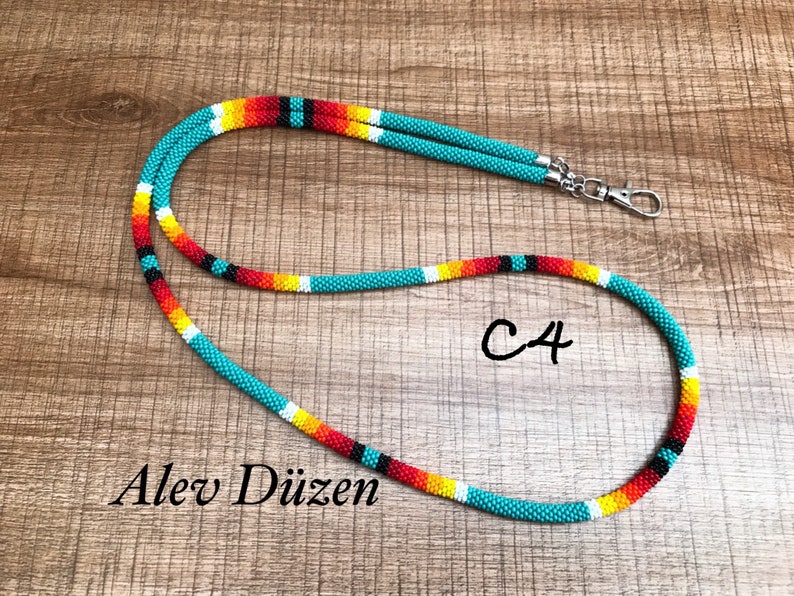 Native American Style Lanyard Beaded Badge Holder Beaded | Etsy