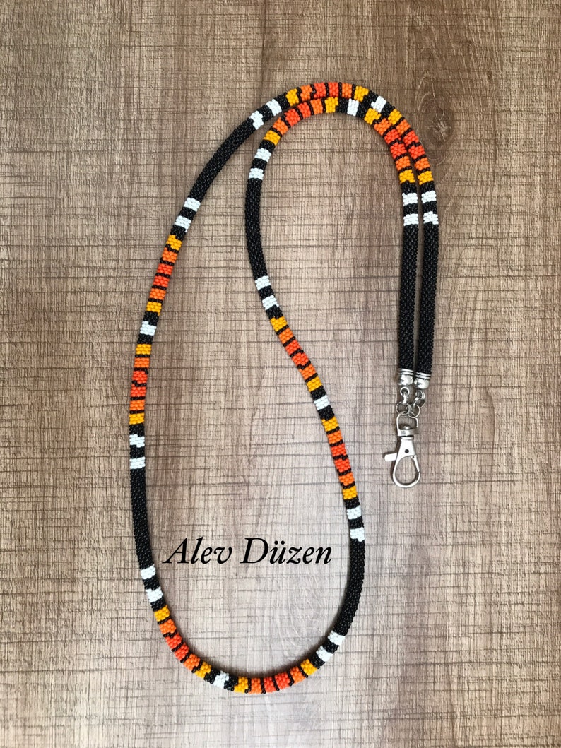 Native American style Lanyard beaded badge holder beaded | Etsy