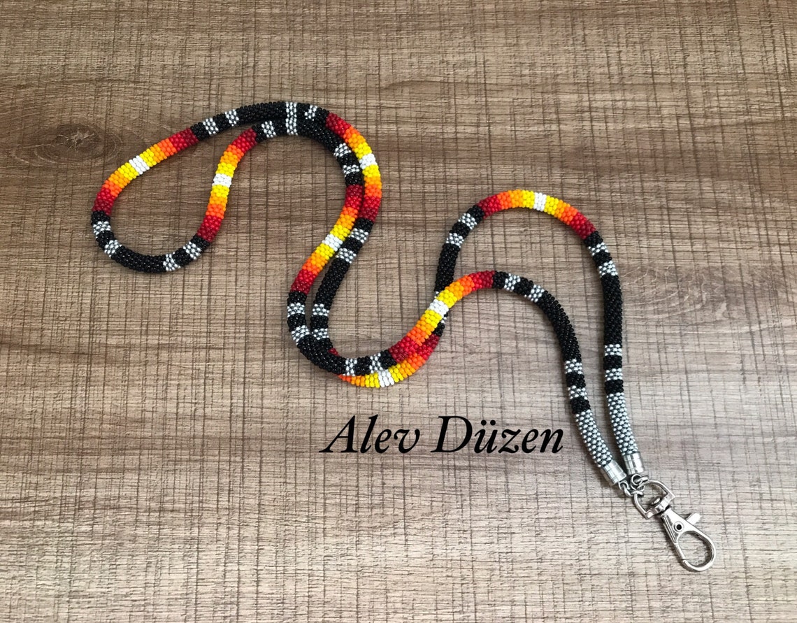 Native American Style Lanyard Beaded Badge Holder Beaded - Etsy