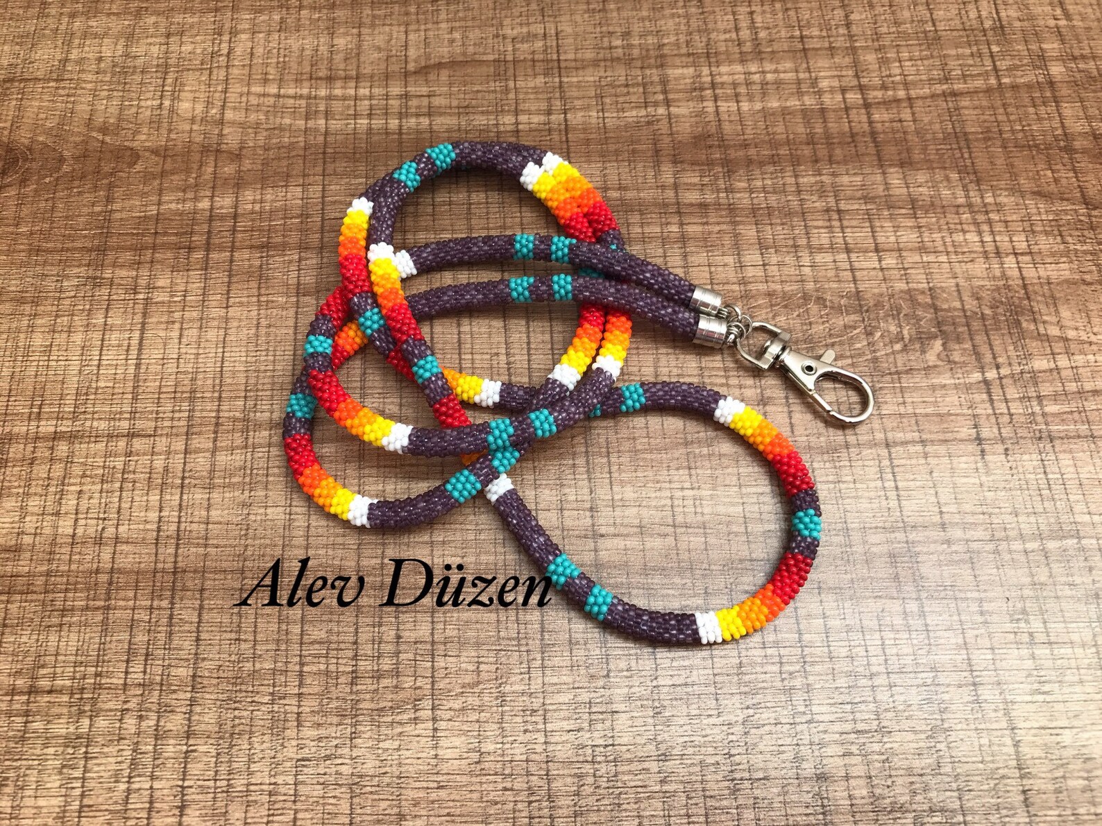Native American Style Lanyard Beaded Badge Holder Beaded - Etsy