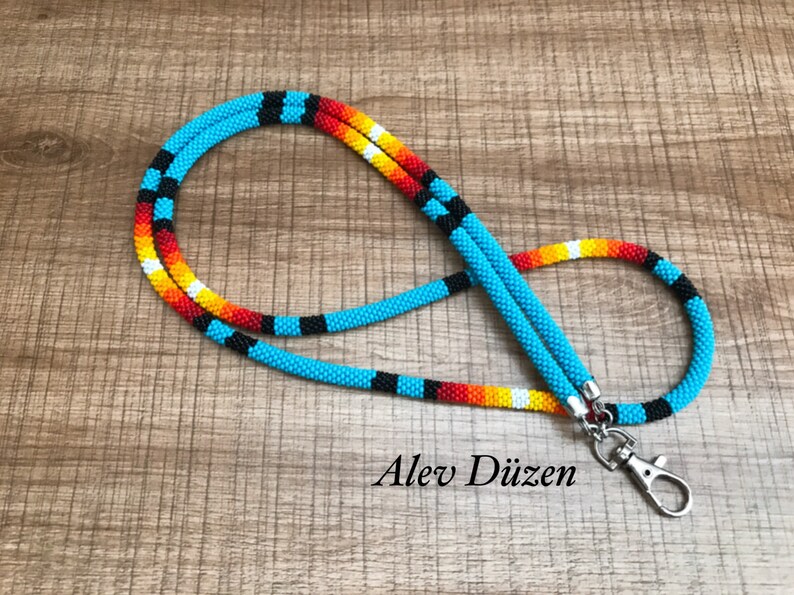 Native American Style Lanyard Beaded Badge Holder Beaded | Etsy