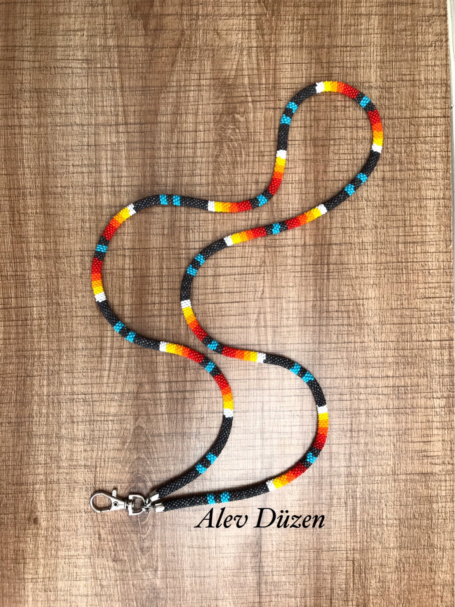 Gray Native American Style Lanyard Beaded Badge Holder - Etsy