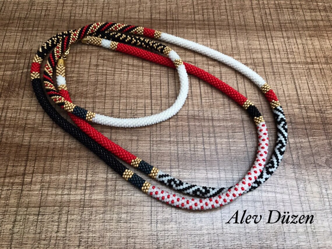 Long Beaded Crochet Necklace Seed Bead Beaded Crochet Necklace - Etsy