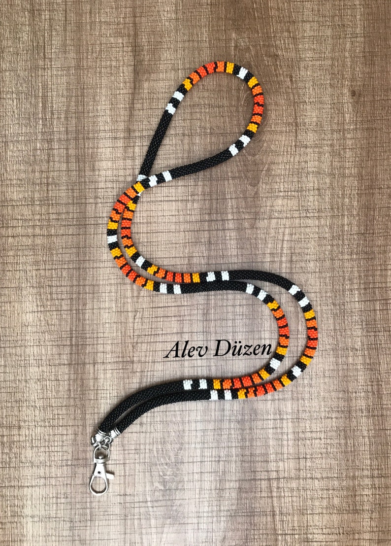 Native American style Lanyard beaded badge holder beaded | Etsy