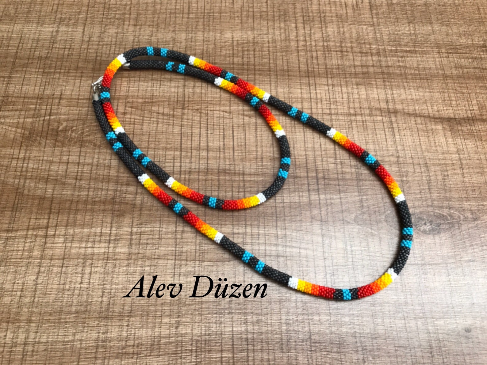 Extra Long Native American Style Necklace Gray Bead Crochet | Etsy