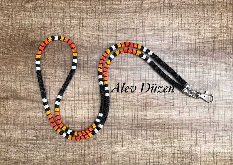 Native American style Lanyard beaded badge holder beaded | Etsy