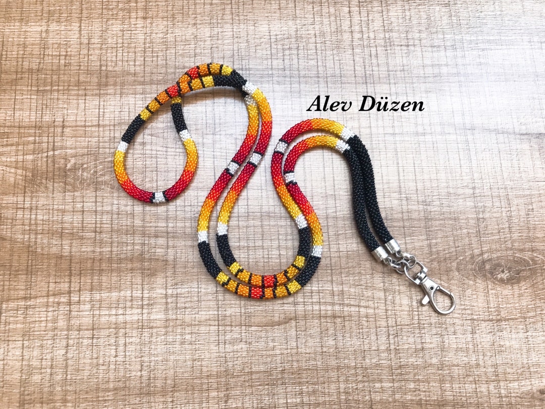 Native American Style Lanyard, Beaded Badge Holder, Beaded Lanyard ...