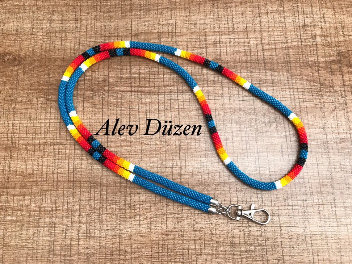 Native American Style Lanyard Beaded Badge Holder Beaded | Etsy