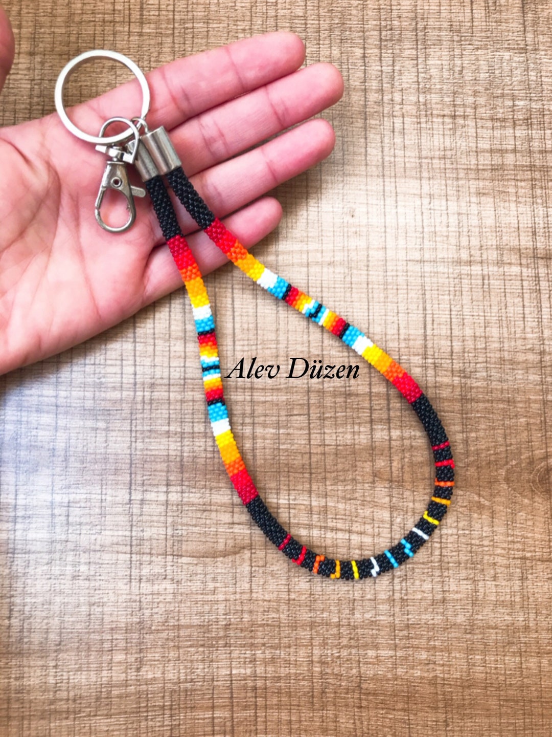 Rainbow Beaded Keychain Native American Style Id Holder Beaded - Etsy