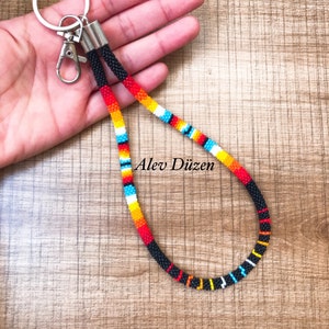 Rainbow Beaded Keychain Native American Style Id Holder Beaded - Etsy