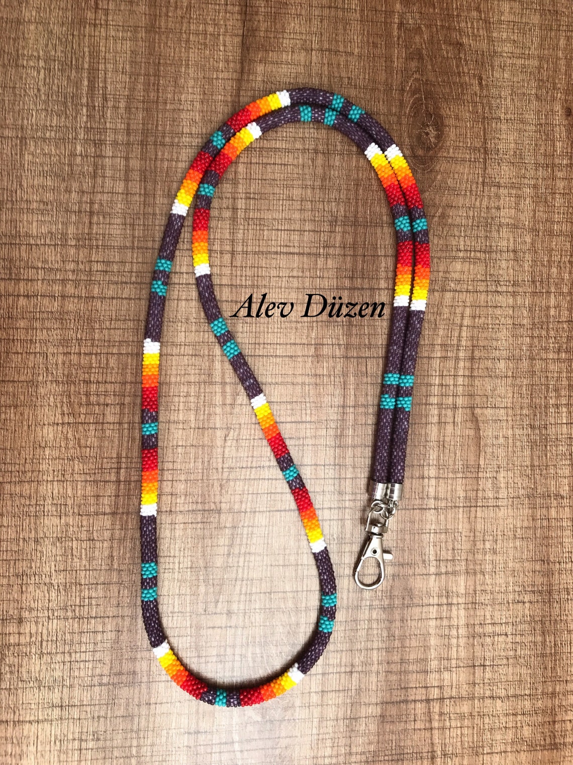 Native American Style Lanyard Beaded Badge Holder Beaded - Etsy