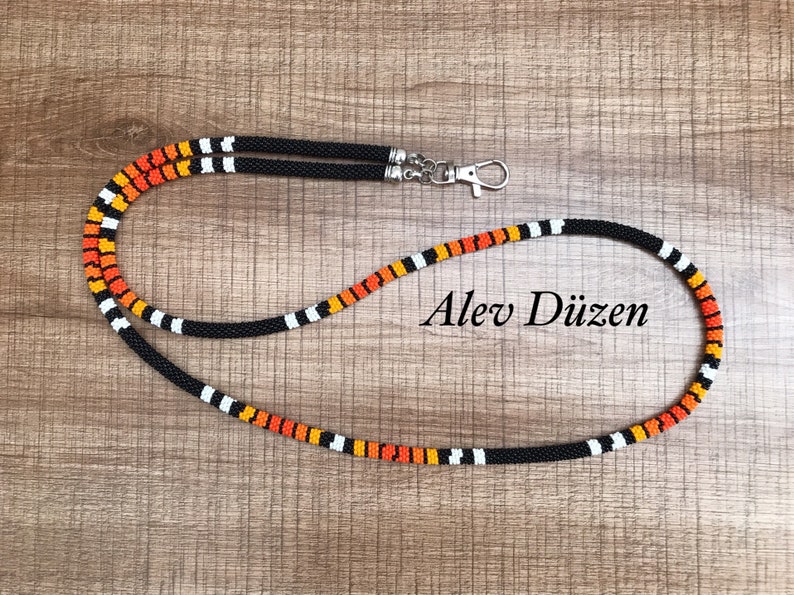 Native American style Lanyard beaded badge holder beaded | Etsy