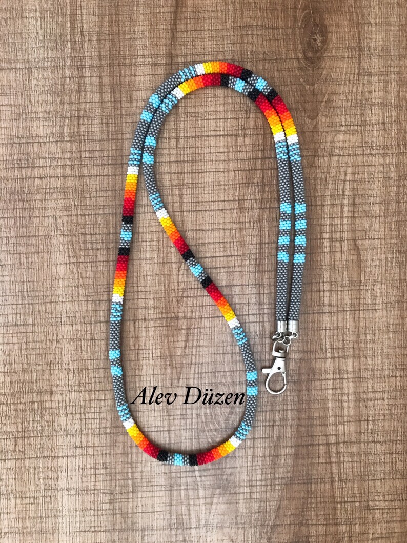 Native American Style Lanyard Beaded Badge Holder Beaded | Etsy