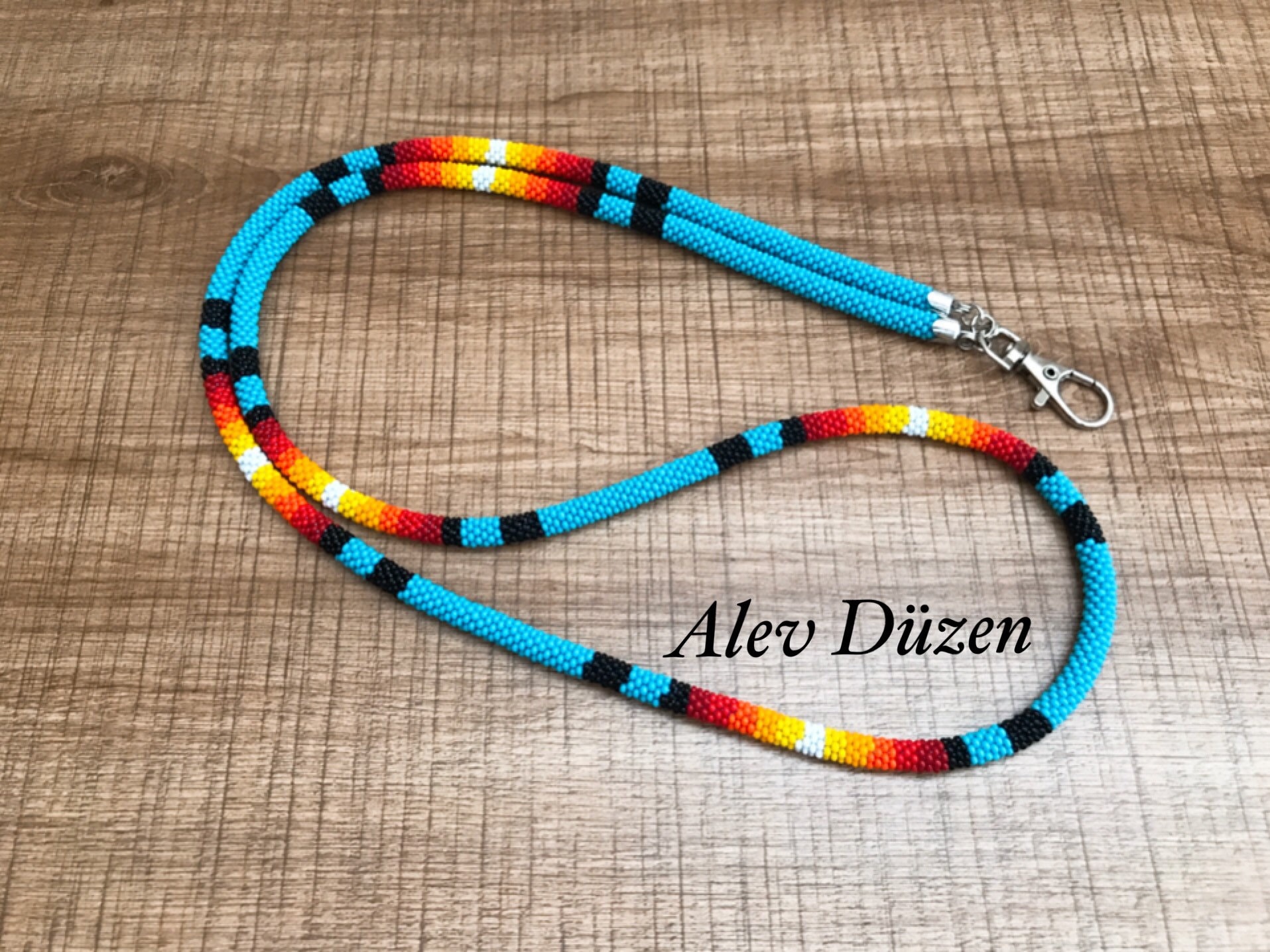 Native American style Lanyard beaded badge holder beaded | Etsy