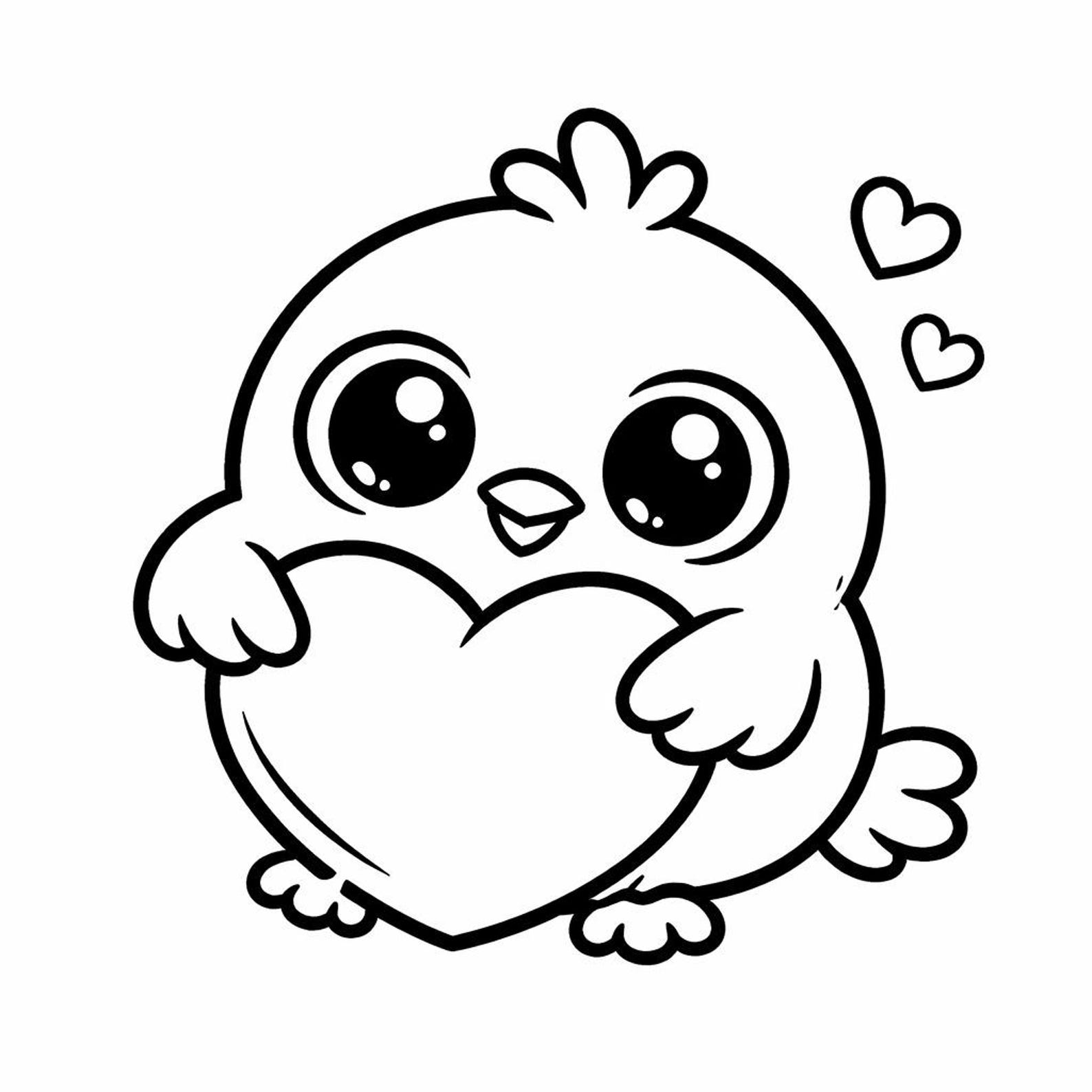 Archivo de corte SVG PNG de pollito kawaii sosteniendo un corazón ...