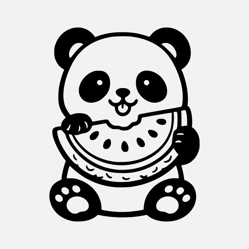 Panda Eating Watermelon SVG PNG Cut File, Cricut Design Digital - Etsy UK