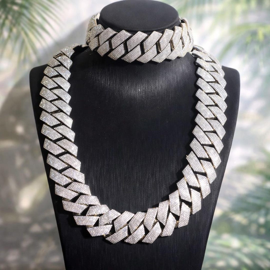 Iced Out 26MM Cuban Link Chain Necklace, Hip Hop Diamond, VVS ...
