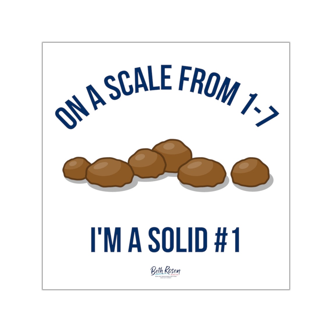 Bristol Stool Chart Solid #1 Square Vinyl Stickers |funny Sticker,poop ...
