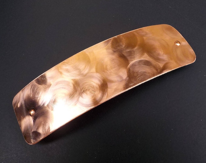 Large Copper Hair Barrette. Simply Textured: Bright Copper Large Metal ...