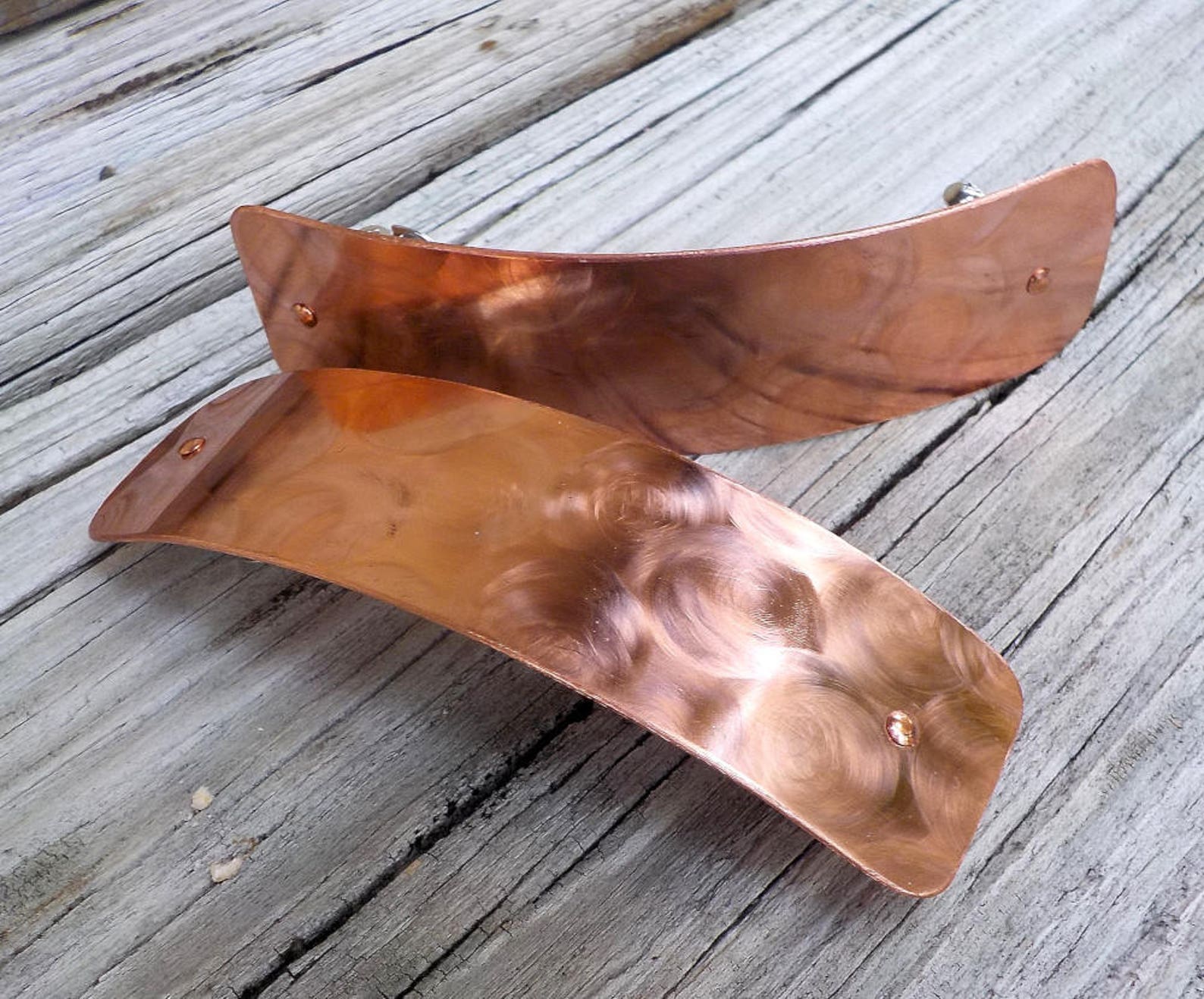 Large Copper Hair Barrette: Brushed Texture, Handmade Artisan Hair Clip ...