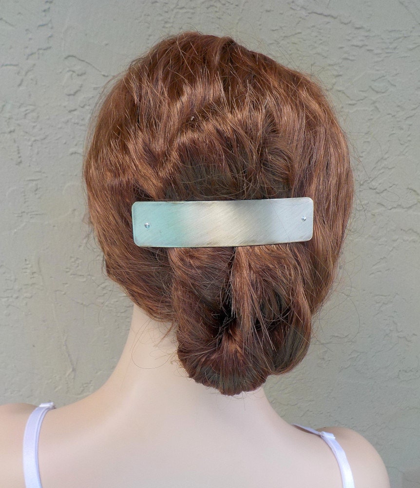 XL Brushed Silver Hair Barrette. Simply Textured: Silver Extra - Etsy