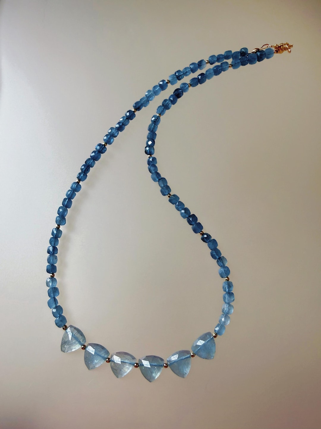 Santa Maria Aquamarine Necklace, March Birthstone Gift, Blue Beaded ...