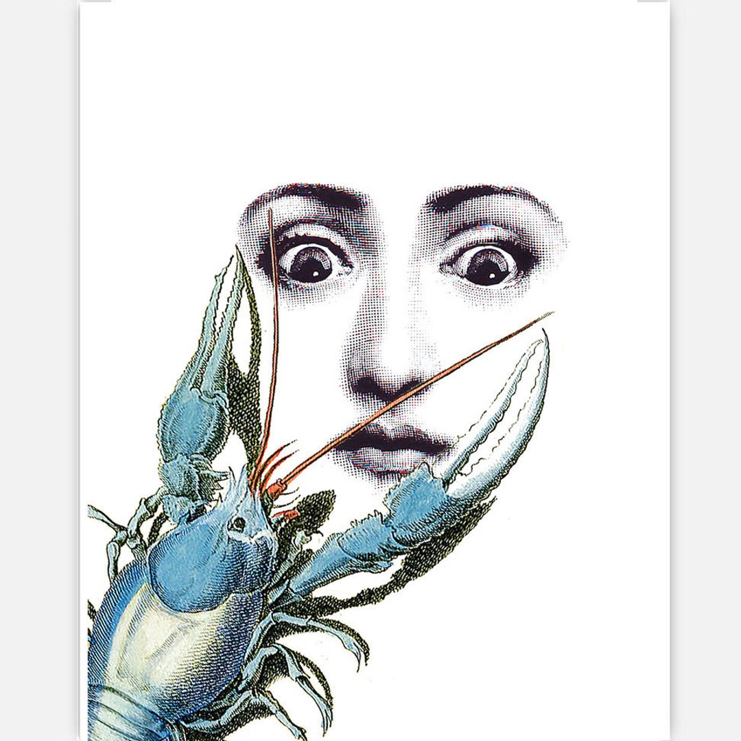 WOW Blue Lobster Face ART Print - Etsy