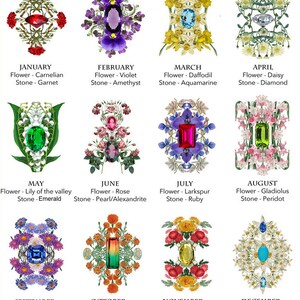 Birth Stone&flower Print/july/ruby/larkspur/mixed Media Art ...