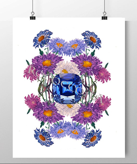 Birth Stone&flower Print /september/sapphire/marigold/mixed - Etsy
