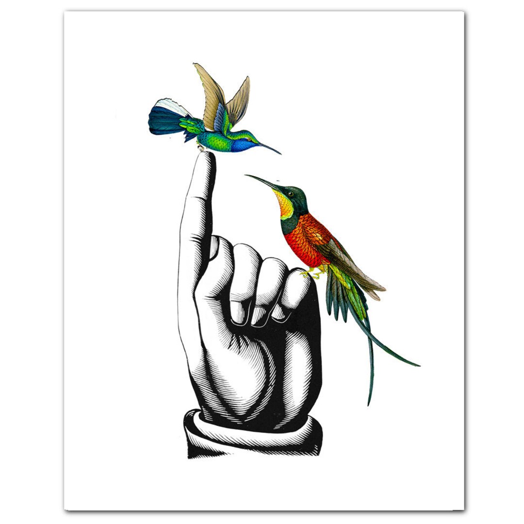 HUMMINGBIRDS on Hand ART Print - Etsy