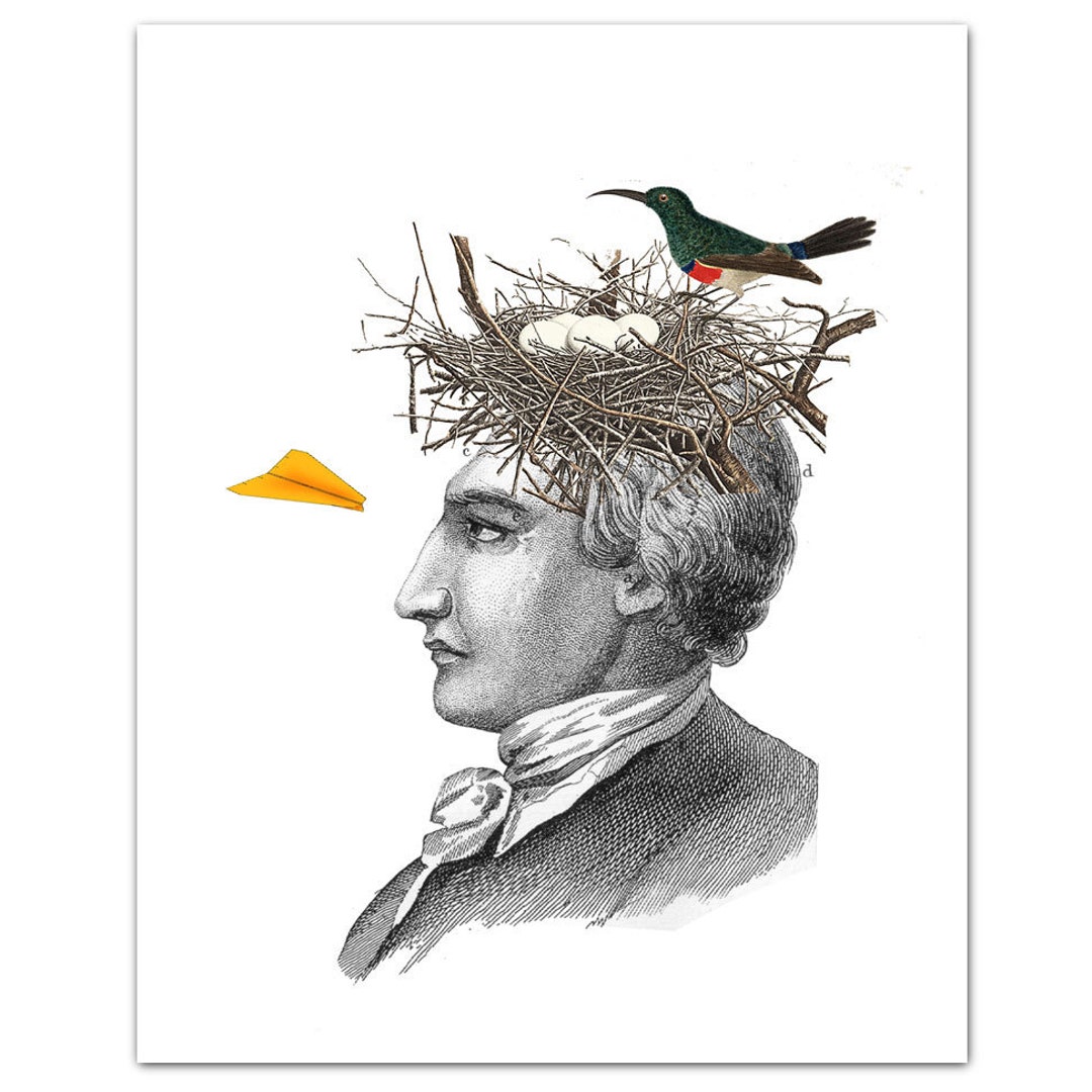 Thinking Man - ORIGINAL Mixed Media ARTWORK Print - Etsy