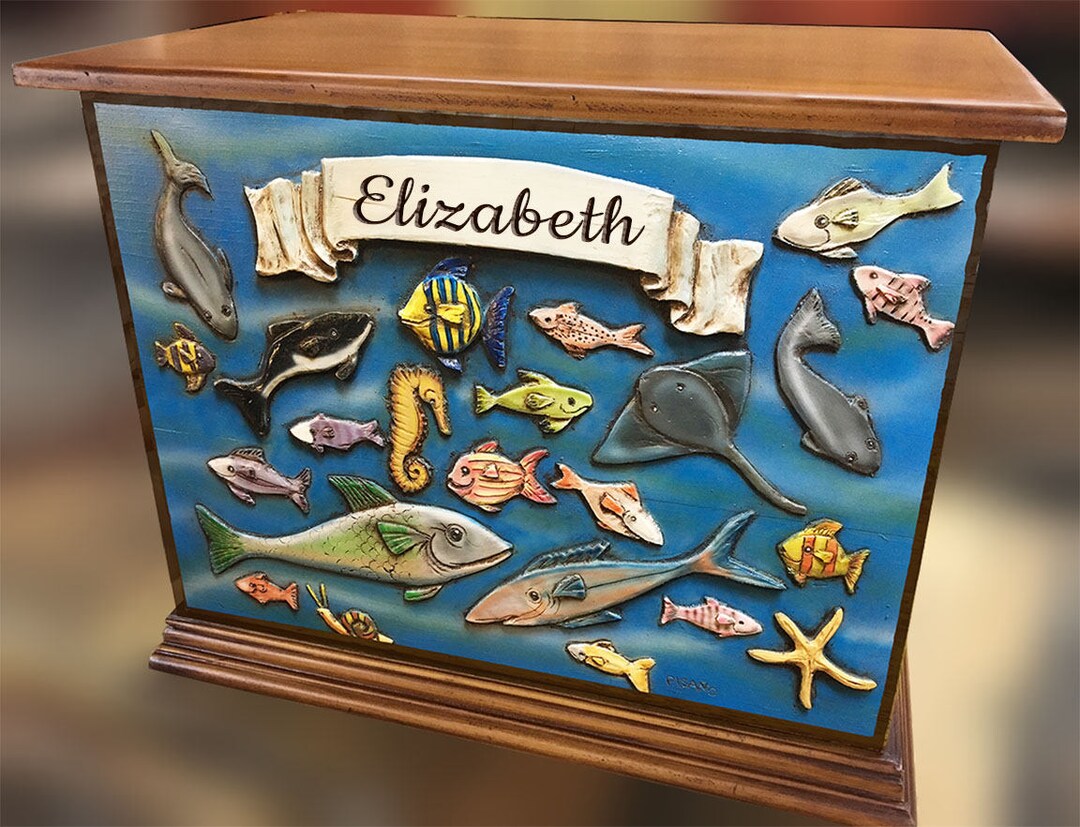 Nautical Fish Personalized Toy Box - Etsy