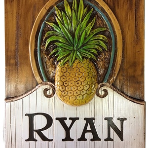 Pineapple Large Hanging Sign Personalized - Etsy