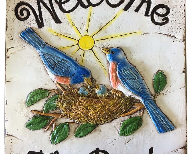 Blue Birds Robin Welcome Sign Personalized With Your Name or Address - Etsy