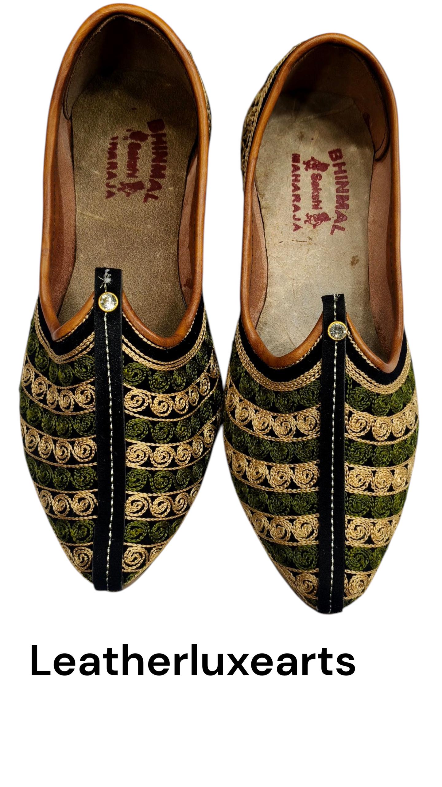 Men’s Punjabi Jutti Handmade Leather Shoes, Ethnic Embroidered Mojari ...