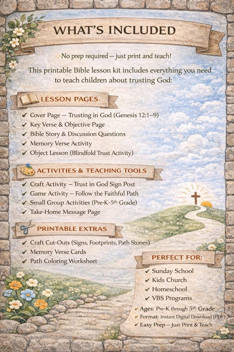 Trusting God Bible Lesson for Kids | Sunday School Printable ...
