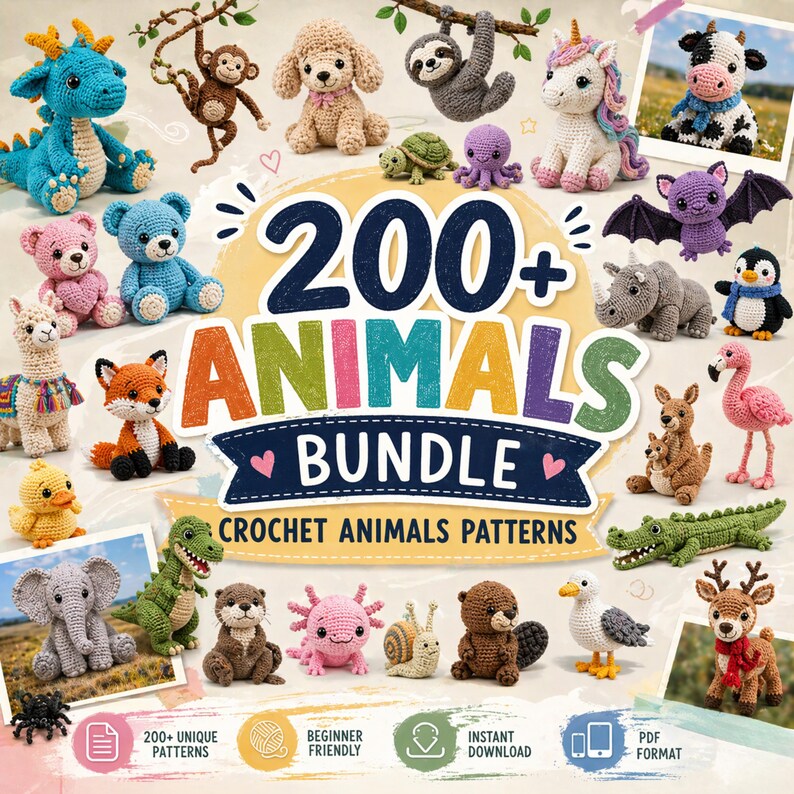 200+ Crochet Animal Patterns Bundle | Amigurumi PDF Instant Download - Etsy