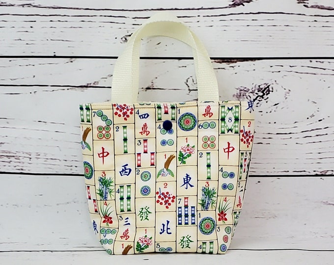 Mahjongg Quilted Mini Tote Bag-small Tote Bag-small Lunch Bag-reusable ...