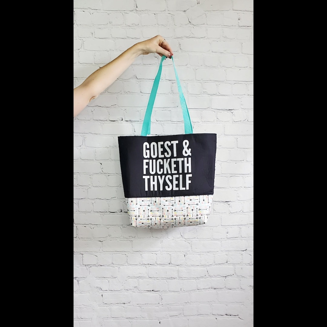 5 Pocket Funny NSFW Tote Bag - Shoulder Bag - Upcycled Tote Bag ...