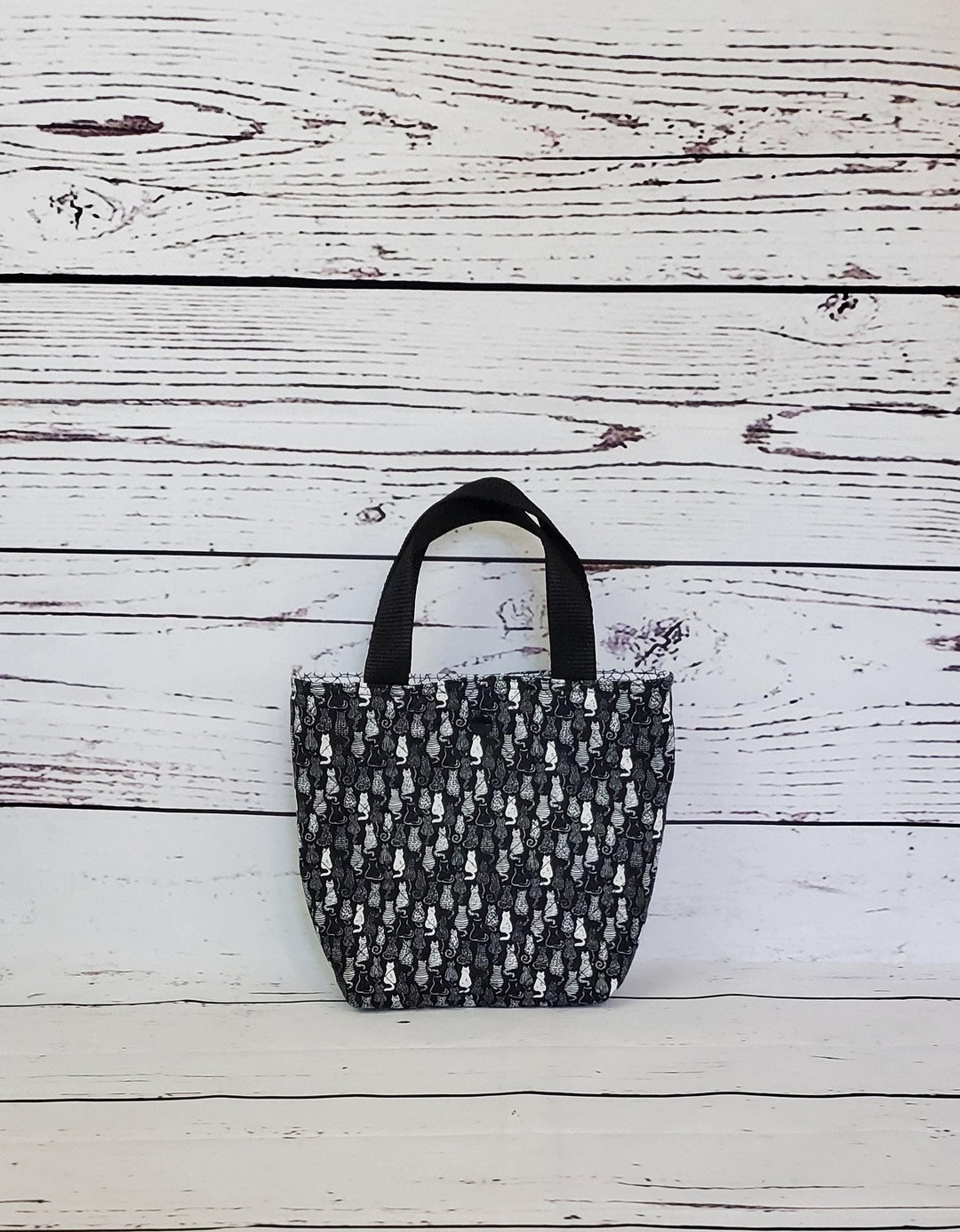 Cat Lover Quilted Tote Bag-fancy Cats Bag-small Purse-black & White ...