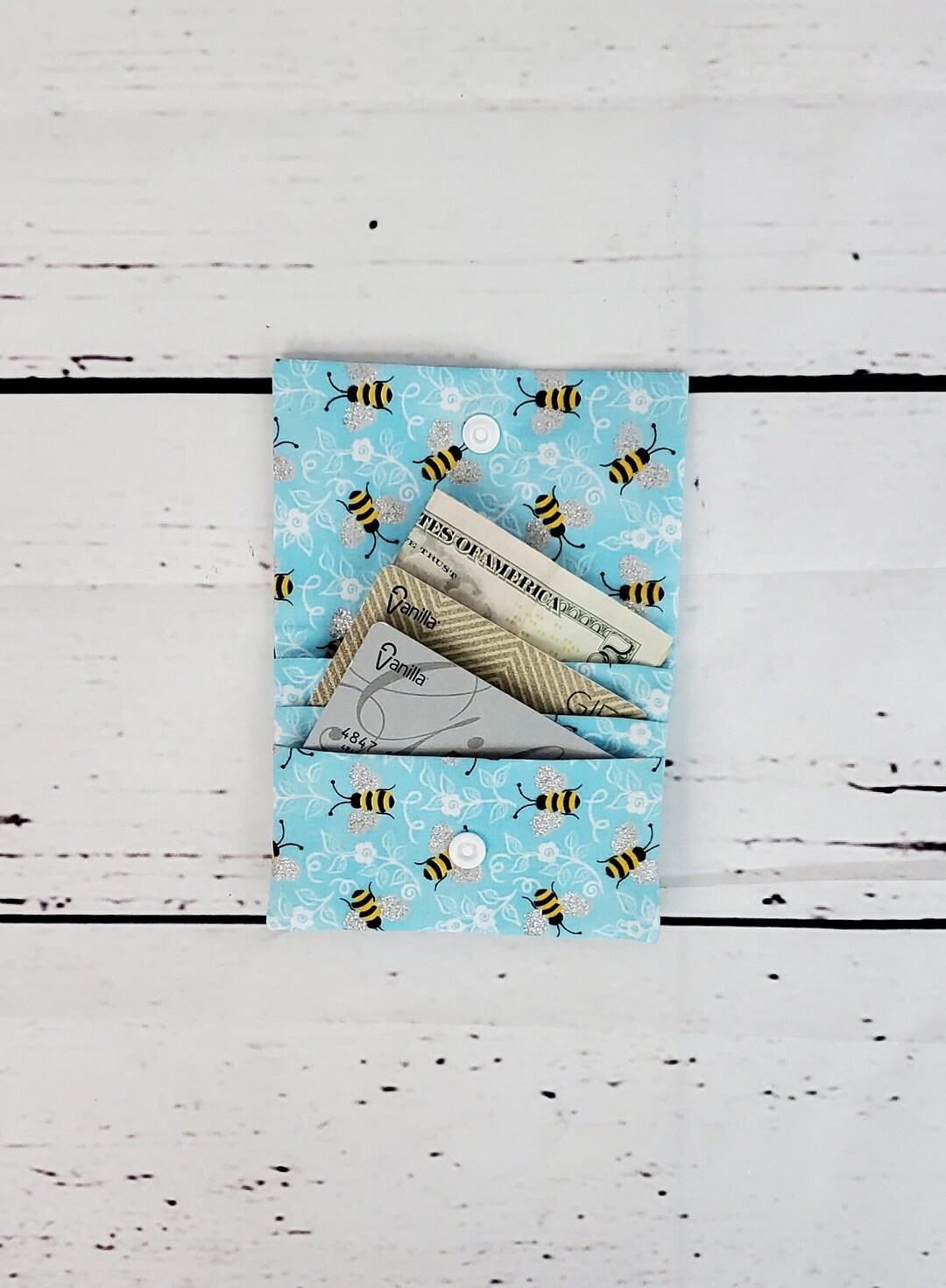 Bee Small Wallet - Pocket Wallet - Bumblebee Wallet - Silver Sparkle ...