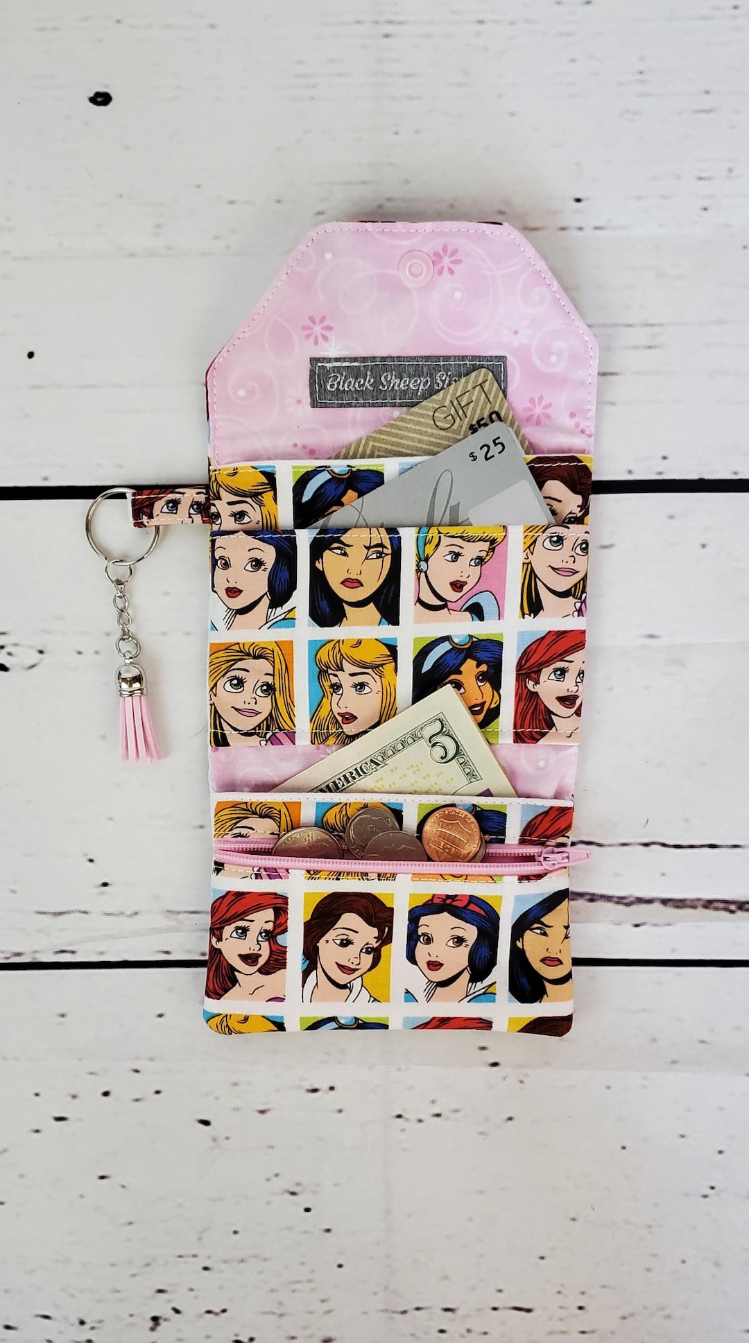 Disney Princess Trifold Fabric Keychain Wallet-micro Style Wallet-small ...