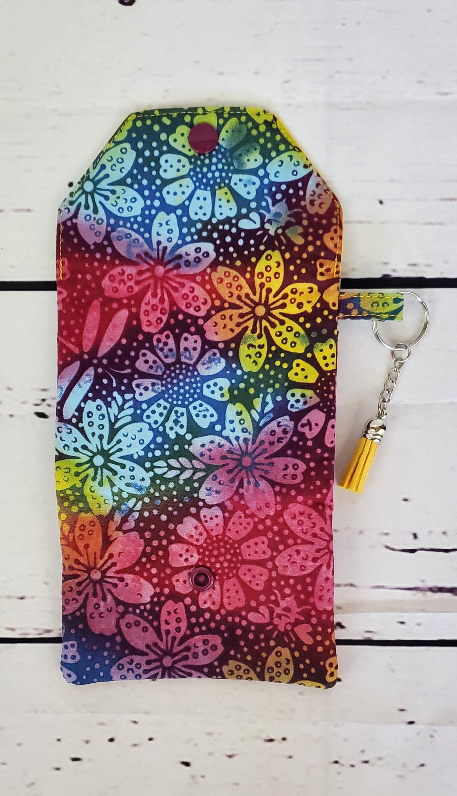 Batik Floral Tri-fold Fabric Keychain Wallet-micro Style Wallet-small ...