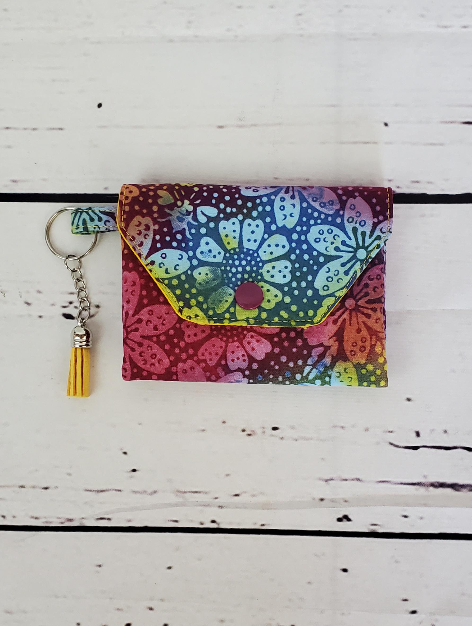 Batik Floral Tri-fold Fabric Keychain Wallet-micro Style Wallet-small ...