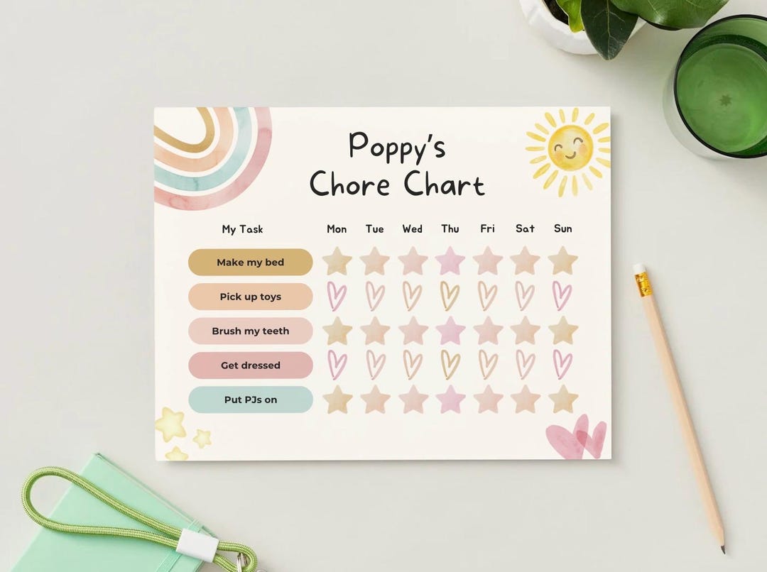 Personalized Rainbow Chore Chart for Toddlers | Custom Name Chore Chart ...