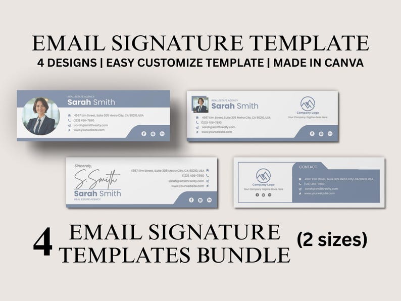 Modèle de signature email modifiable Canva, création de signature email ...